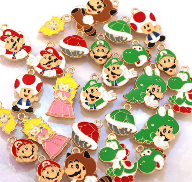 130pcs cartoon Mario Metal Charm Pendant DIY Necklace Jewelry Making | eBay