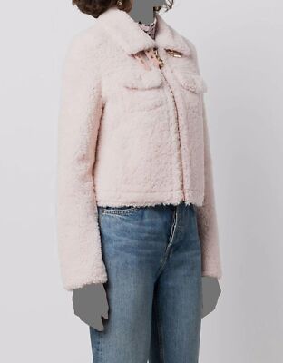 $2190 Moose Knuckles Women Pink Lamb Leather Logo Full-Zip Coat Jacket ...