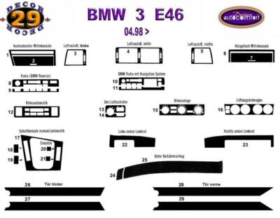 INTERIOR Dash Trim Kit 3M DASH TRIM SET FOR BMW E46 3 SERIES 1998-2006 ...