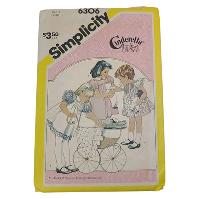 1983 Vintage SIMPLICITY Cinderella 6306 Child's Dress Pinafore Sundress ...