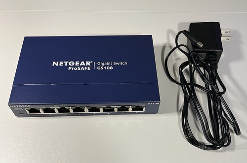 Netgear ProSafe 8 Port Gigabit Ethernet Switch GS108 w/Power Supply ...