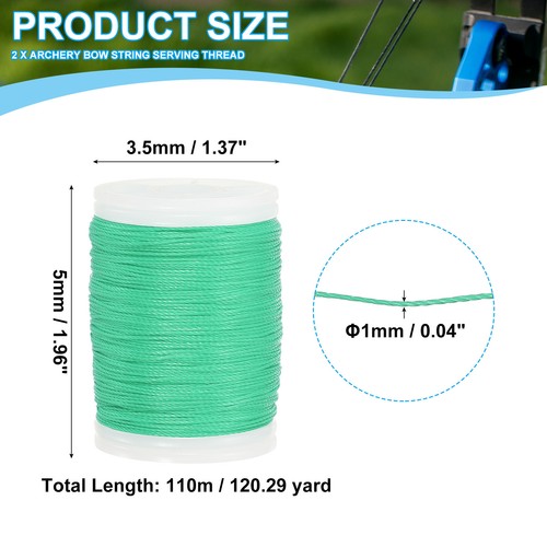 Archery Recurve Bow String Serving Threads 120 Yard / 110 m (Green ...