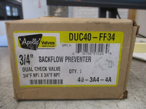 Apollo Backflow Preventer Dual Check Valve DUC40-FF34 3/4" New Surplus ...
