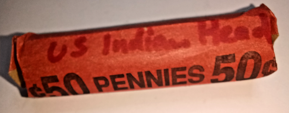 US INDIAN CENT ROLL 50 PENNIES - CULL/JUNK/WORN USA CENTS - PLEASE SEE ...