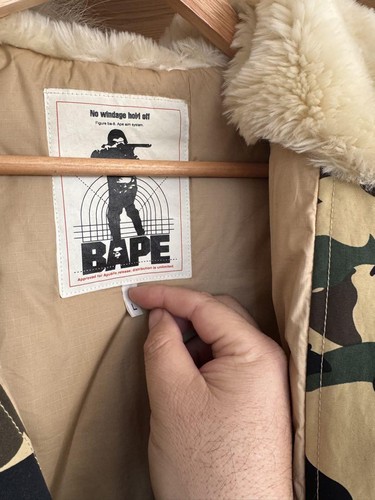 A Bathing Ape BAPE Camo Military Jacket Yellow N3B with Fur Hood - Used ...