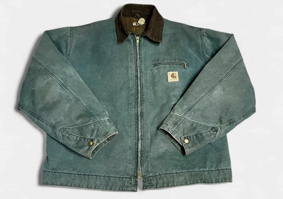 Vintage Carhartt Detroit Jacket J43 HTG Hunter Green L LRG Large | eBay