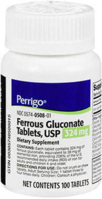 Ferrous Gluconate 324mg Iron Deficiency Supplement Generic Fergon100ct ...