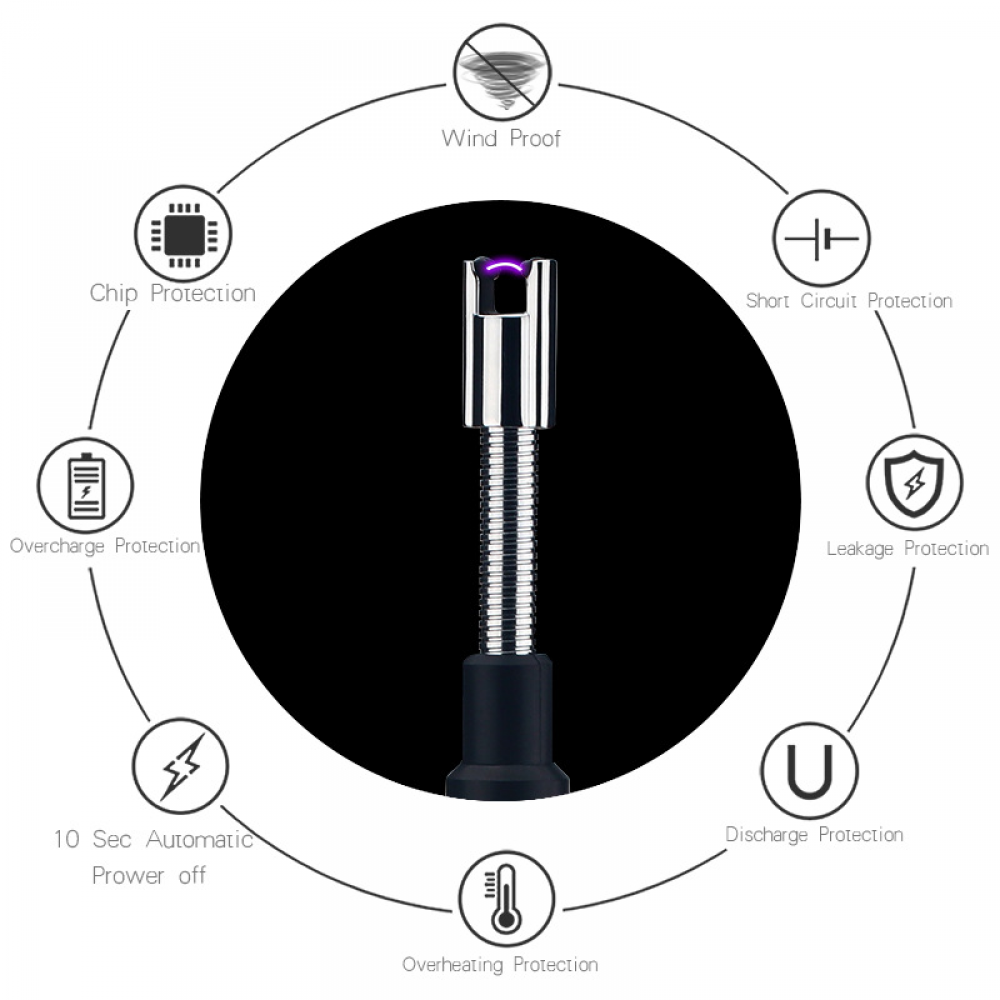 Extendable 70cm-Arc Extra Long Lighter,Flameles Fireplace Stove ...