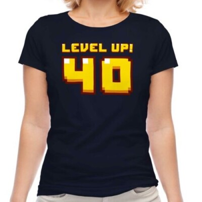 FUNNY 40TH BIRTHDAY GIFT FOR GAMERS WOMENS T-SHIRT TOP LEVEL UP 40 GEEK ...