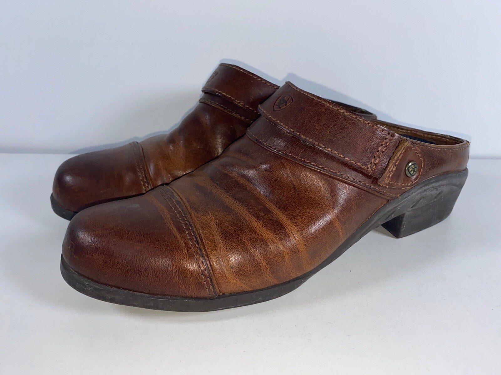 Ariat ATS Cap-Toe Mules Womens Size 7.5 B Brown Leather Slip-Ons Slides ...