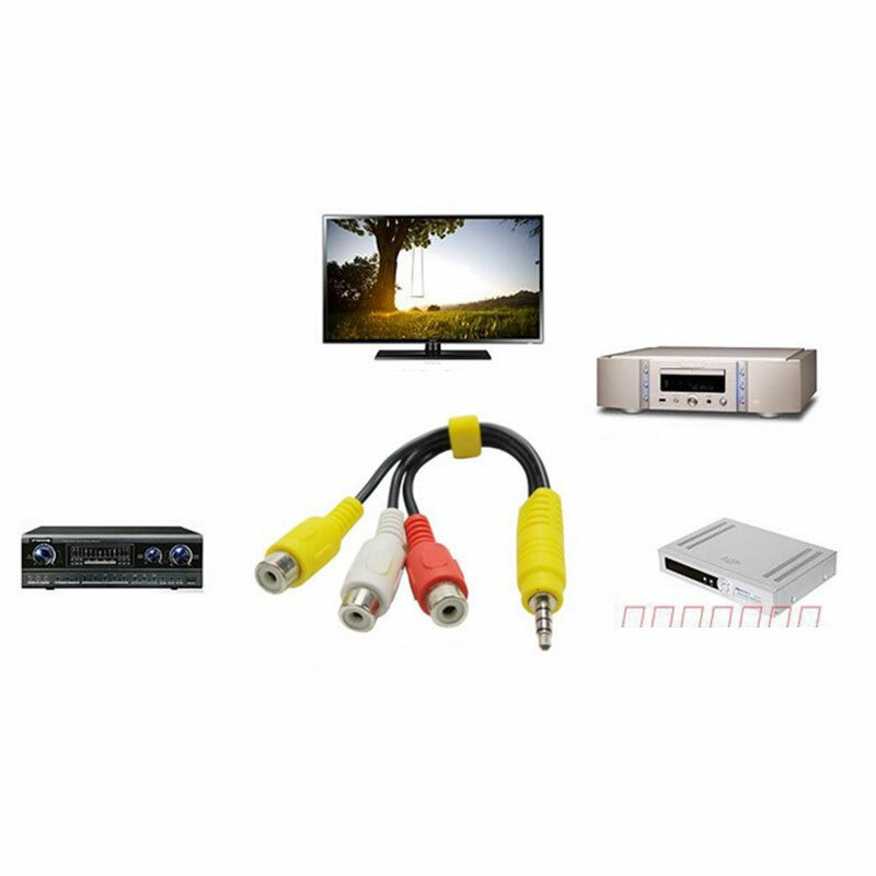3.5mm AV Male to 3RCA Female M/F Audio Video Stereo Jack Adapter Cord ...
