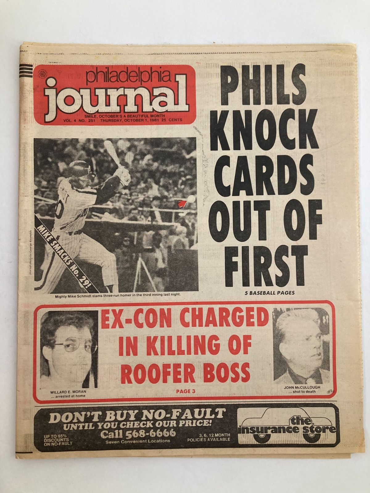 Philadelphia Journal Tabloid October 1 1981 Vol 4 #251 MLB Phillies ...