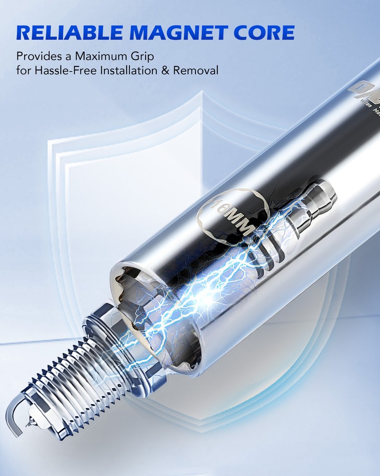 OMT 6pc 3/8" Drive Magnetic Spark Plug Socket Set 360° Swivel Thin Wall ...