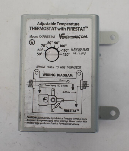 Ventamatic Adjustable Temperature Thermostat w Firestat XXFIRESTAT ...