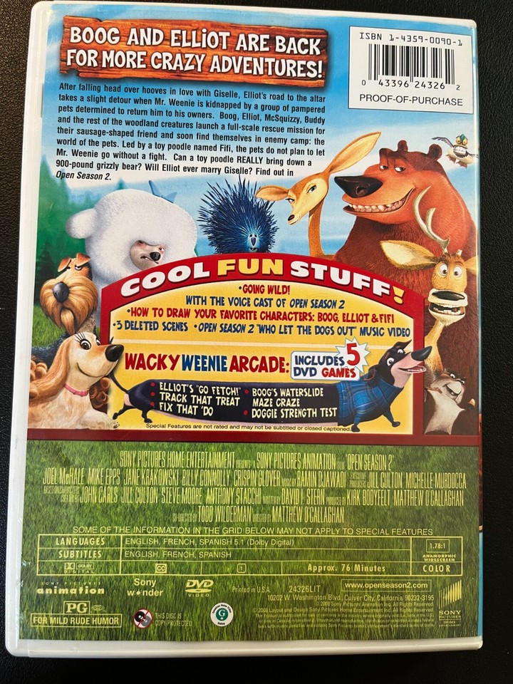 Open Season 2 (DVD, 2009) Widescreen *OR Full Screen Joe McHale Mike ...