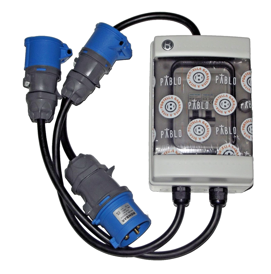 32 AMP / 2x 16 AMP DISTRIBUTION SPLITTER BOX With MCB Breaker 32A to 2x ...
