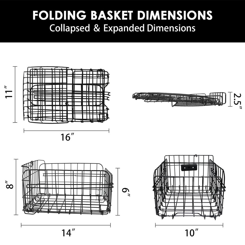 Rear Bike Basket,Bike Rack Basket,Folding Rear Bike Basket, Quickly ...