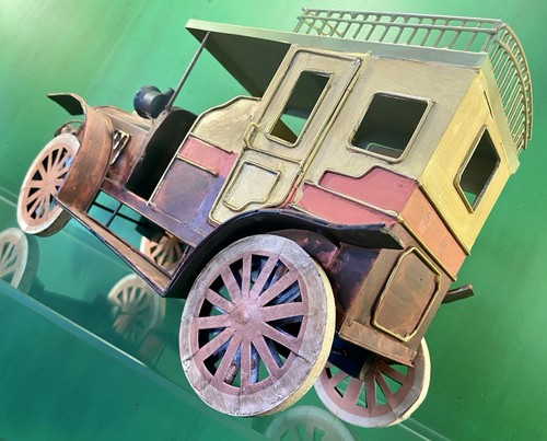 Large Handcrafted Metal Oldtimer Car: Vintage Tin Toy Antique Model Car ...