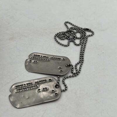 Vintage WWII Notched U.S. Military Dog Tags Archie Phillips W/ Chain ...