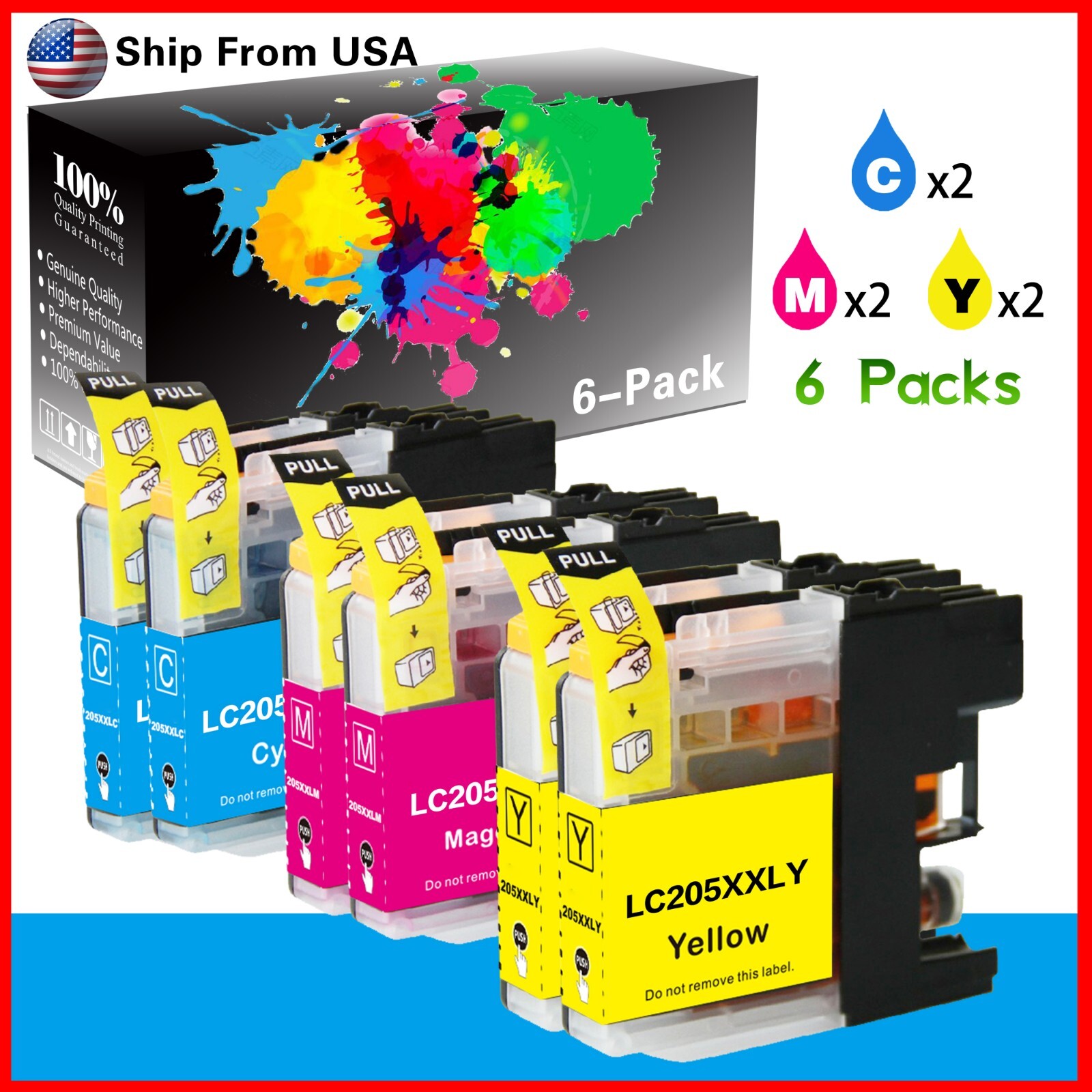 6-Pack LC205 205XXL Ink Cartridge For MFC-J4320DW MFC-J4420DW MFC ...