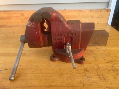 Vintage Starrett No. 014 Swivel Base Machinist Bench Vise 4" Jaws Anvil ...