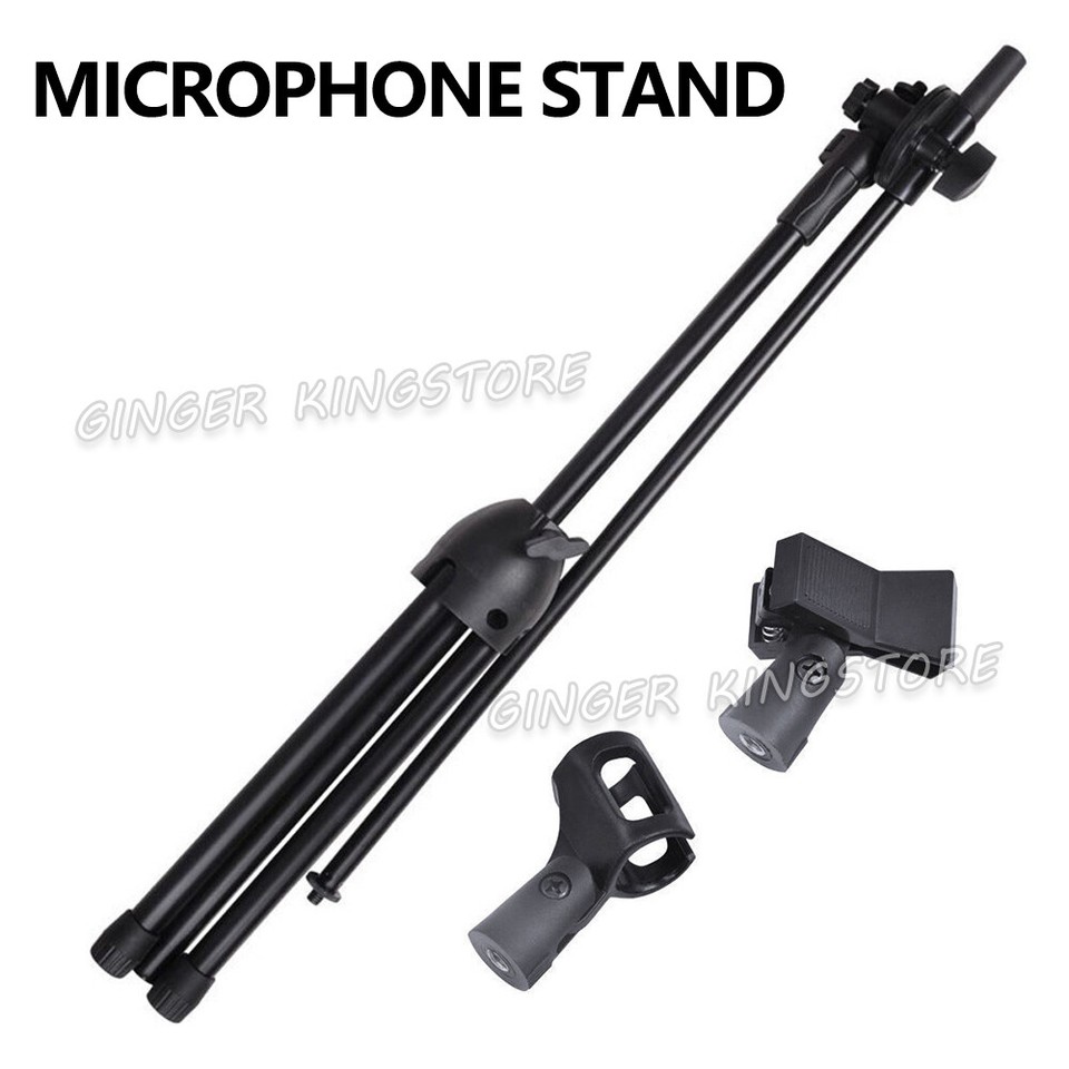Professional Dual Microphone Stand Telescopic Boom Adjustable Mic ...