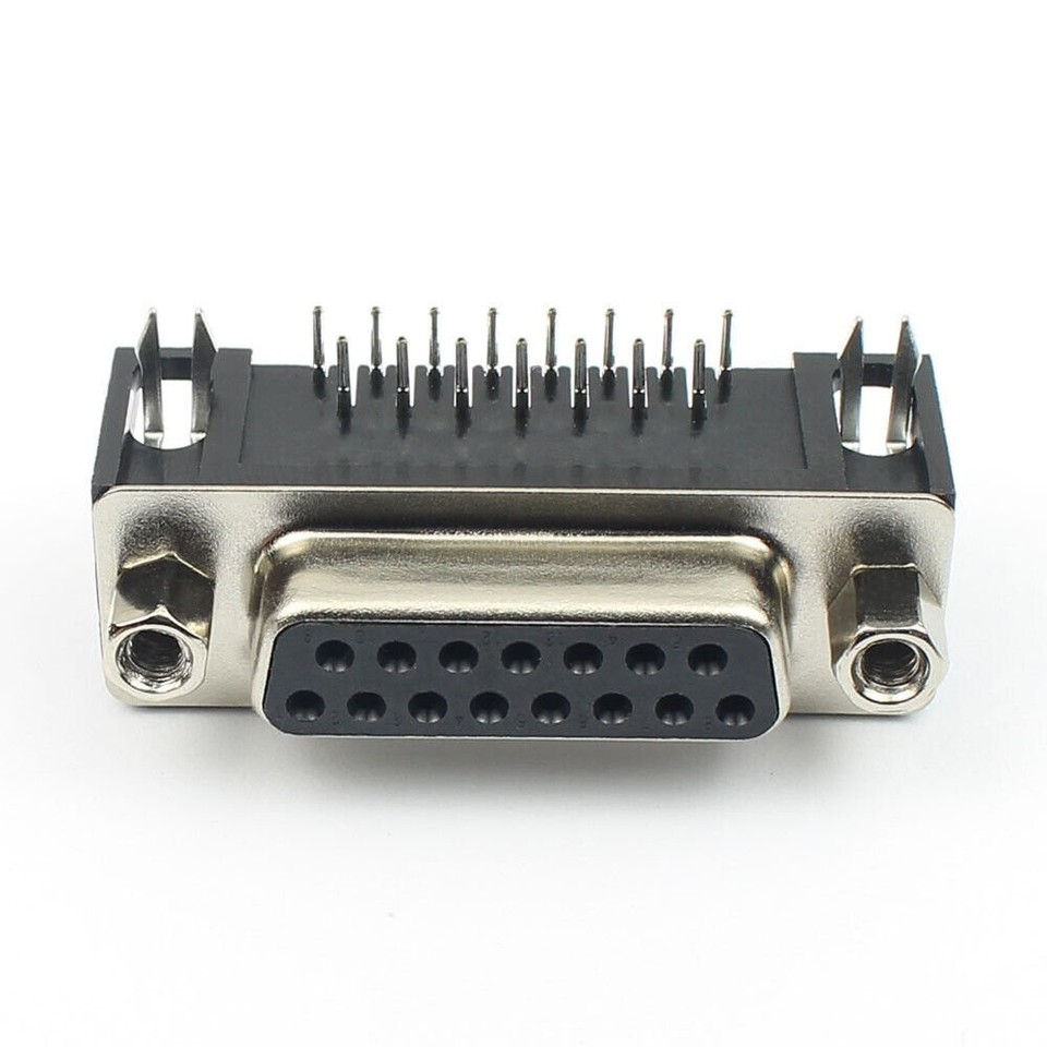 2Pcs D-SUB 15 Pin Female Right Angle PCB Connector 2 Rows DB15F Socket Adapter | eBay