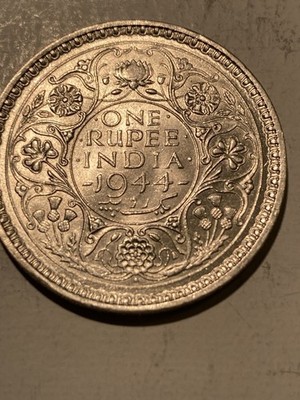 1944 British India 1 Rupee One Silver Coin George VI High Grade Free ...