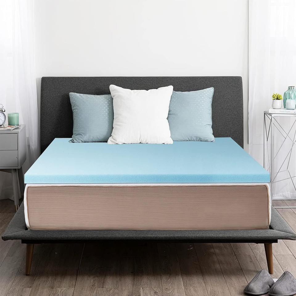 2/3 Inch Mattress Topper Memory Foam Pressure Relief for Back Pain ...