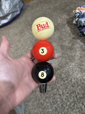 BUDWEISER BUD LIGHT 8 BALL BILLIARDS POOL HALL DRAFT BEER TAP HANDLE ...