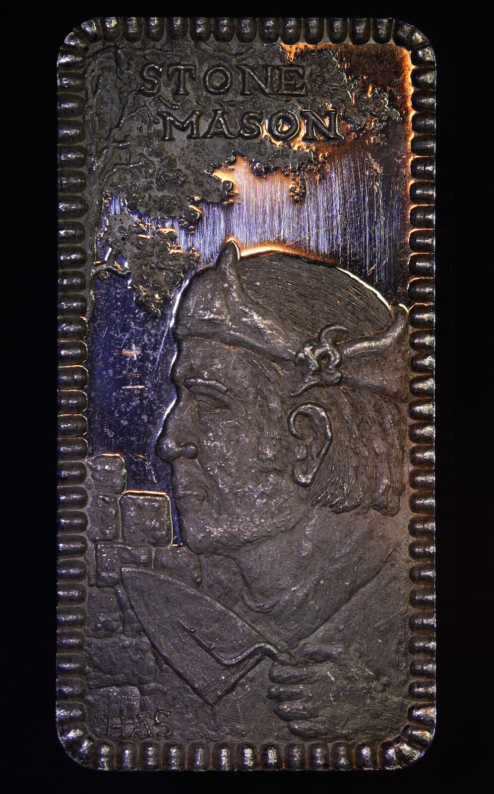 Stone Mason H. Alvin Sharpe Hamilton Mint 1oz 999 FINE Silver art bar ...