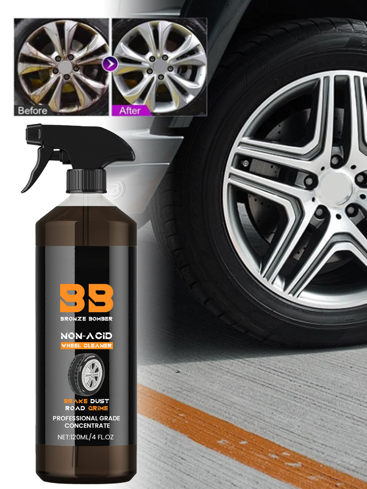 Bronze Bomber Non-Acid Wheel Cleaner Non-Acid Truck Car Tough Wheel ...