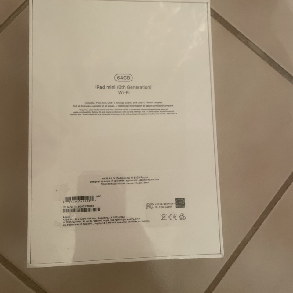 Apple iPad mini (6th Generation) A2567 64 GB, Wi-Fi, 8.3 in - Purple ...
