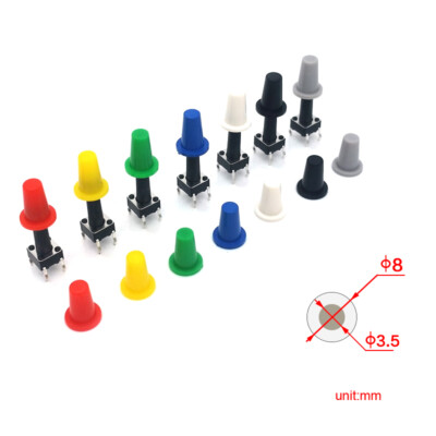 Round Tactile Switch Cap for 6x6mm Push Button Various Colors and ...