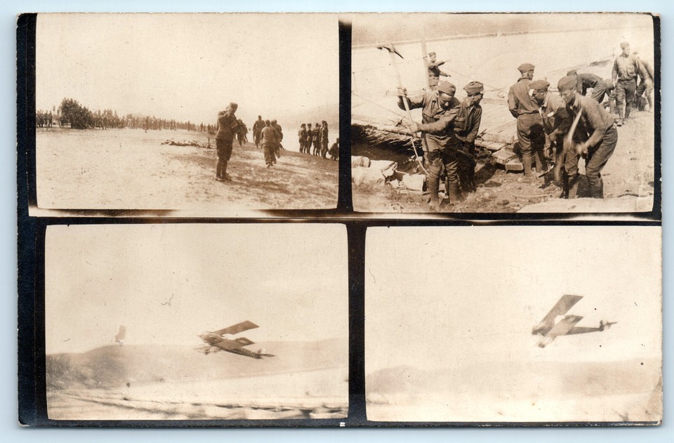 WWI Army Air Service Soldiers Airplane Biplane Real Photo Postcard RPPC ...