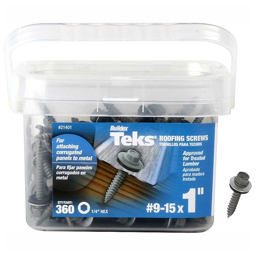 Teks #9 x 1 in. HEX Washer Head Sharp PT Metal-to-Wood Roofing Screws ...