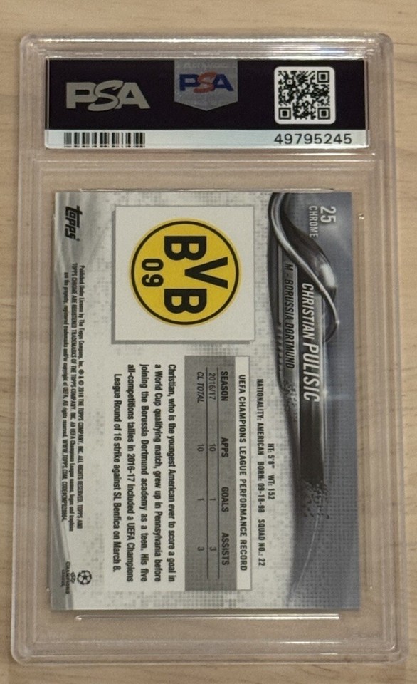 2017-18 TOPPS CHROME CHRISTIAN PULISIC IMAGE VARIATION BALL/CHEST SSP ...