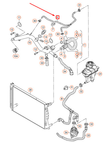 NEW AUDI A6 C6 COOLANT HOSE 4F0121107CC ORIGINAL NO IMPORT DUTIES TO 🇺🇸 ...