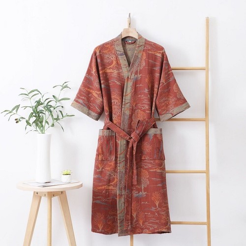 100% Cotton Spring Summer Bathrobe Women Double Gauze Sleep Robes Plus ...