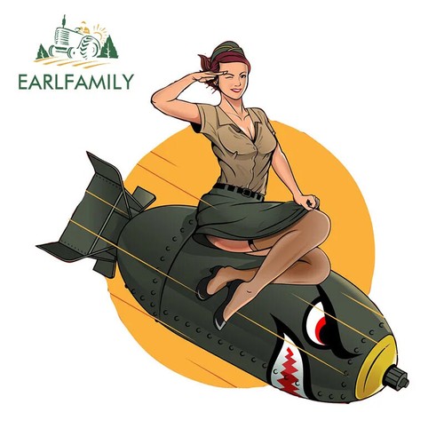 EARLFAMILY 5.1" Pin-up Bombs Away World War II Car Sticker Camper Decal ...