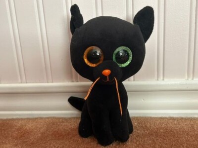 2016 Ty Beanie Boos Shadow Halloween Black Cat Orange Green Glitter ...