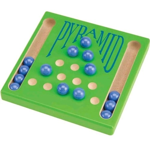 Marble & Wooden Pyramid Solitaire Puzzle Brain Teaser Board Game NEW ...