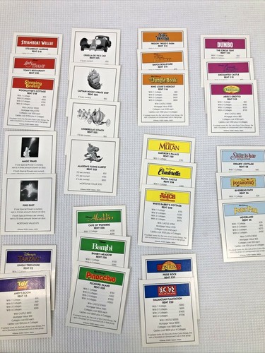 Monopoly Disney Edition 28 Property Card Replacement Deeds Game Pieces ...