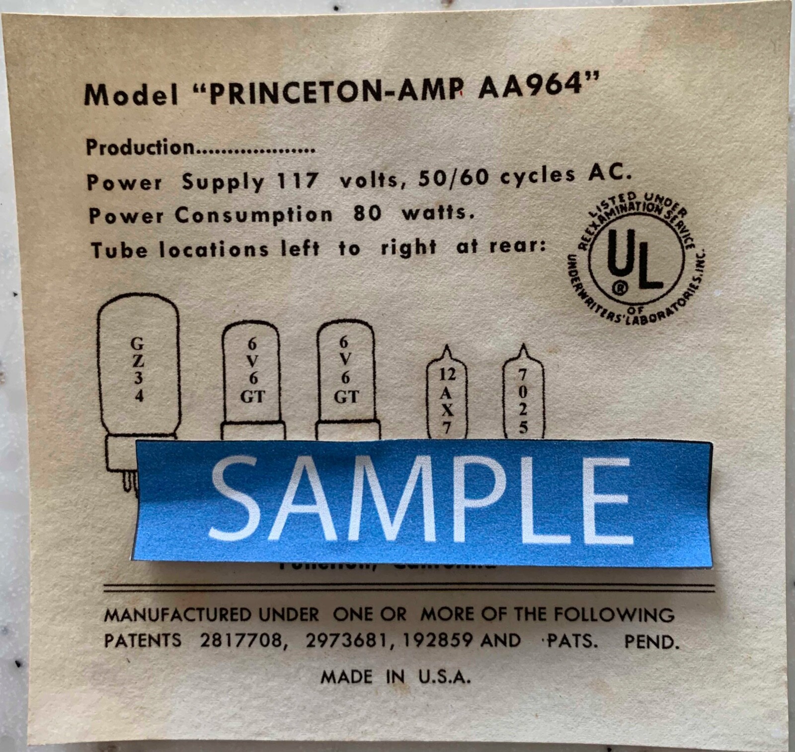 Deluxe Reverb Tube Chart