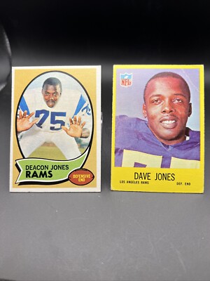 2 CARD LOT Dave “Deacon” Jones 1967 Philadelphia 90, 1970 Topps 125 ...