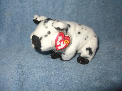 VINTAGE TY Beanie Baby STUBBY Black & White Pig 6.5" BRAND NEW MWMTs | eBay