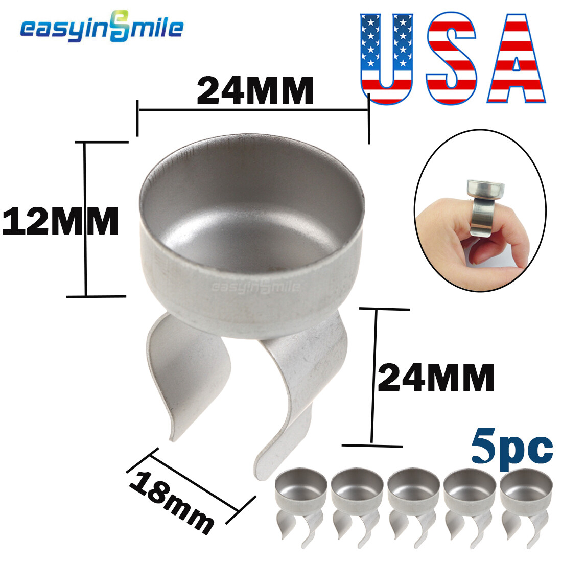 5X Endo Stainless steel Mixing Bowl Finger Prophy Ring Handy Cup ...
