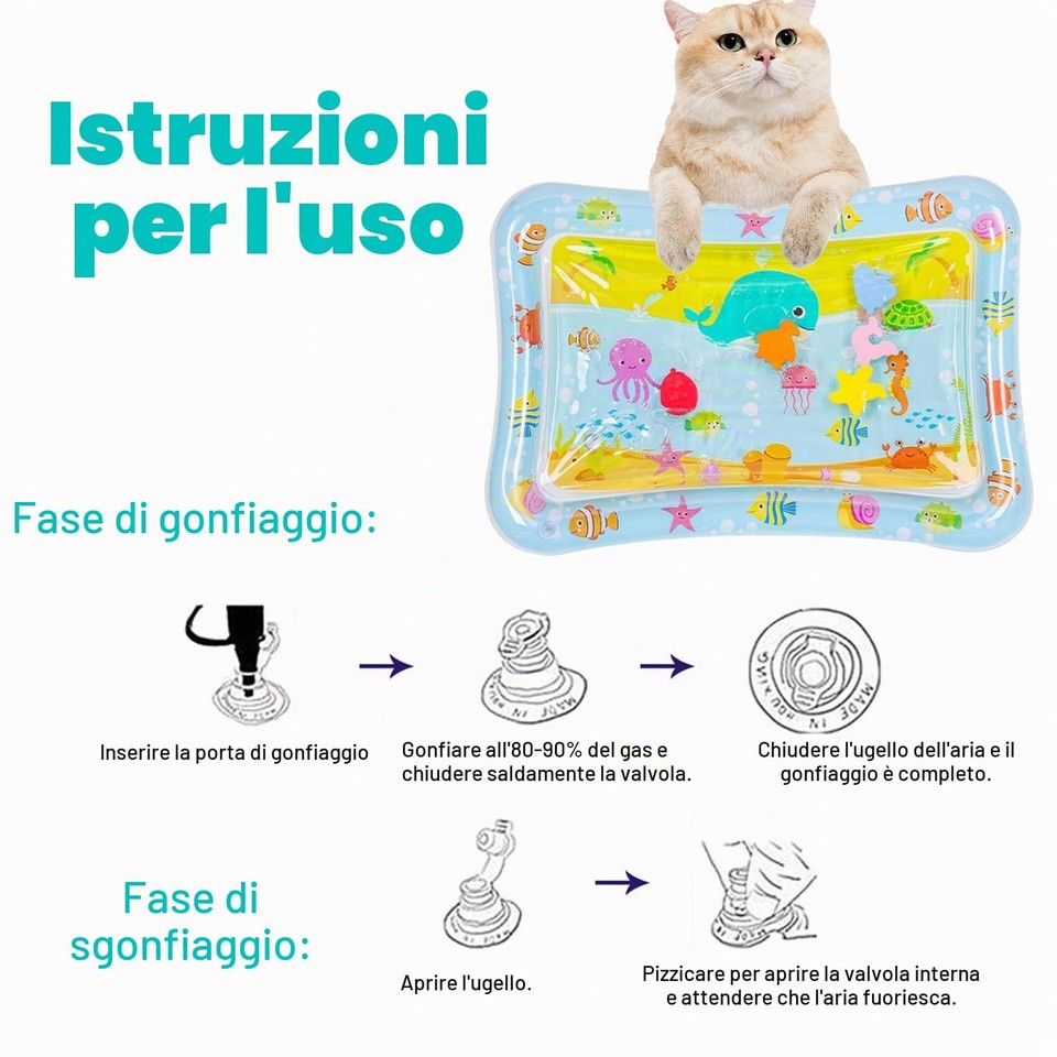 Water Sensor Play Mat Cat Tappetino Acqua Gatti per Animali 65 x 65 cm ...