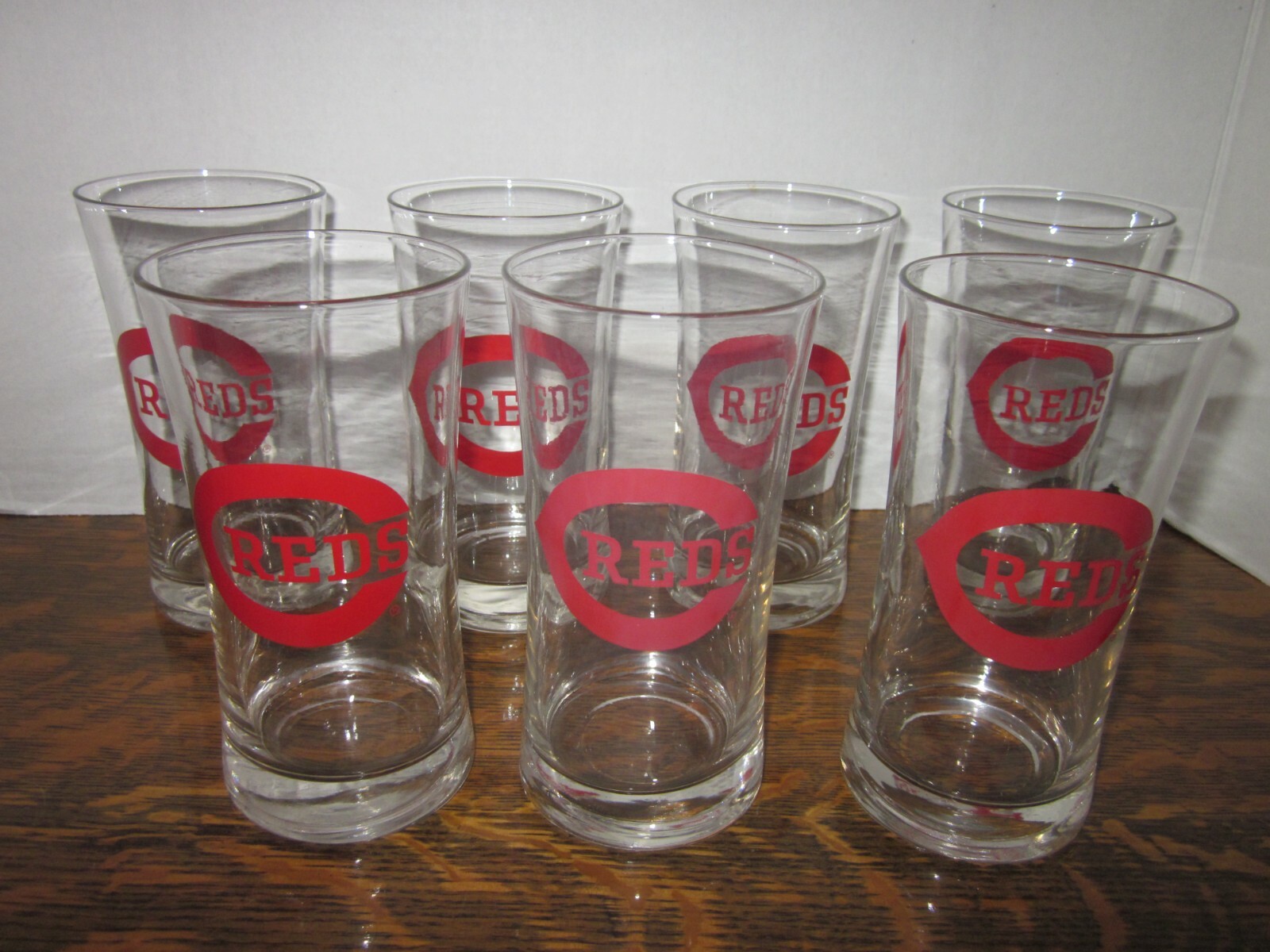 Set of 7 vintage Cincinnati Reds Baseball Team logo drinking glasses ...