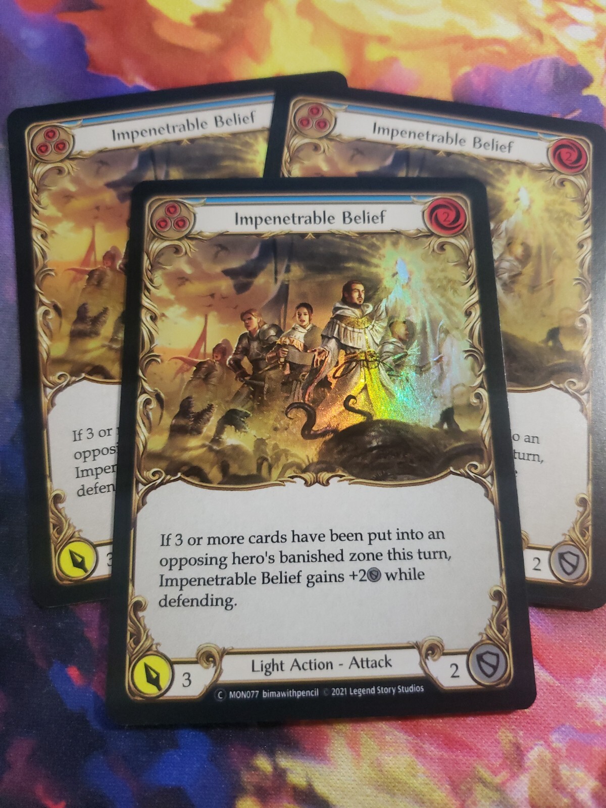 3x Impenetrable Belief Blue Foil Playset Monarch FAB Flesh and Blood ...